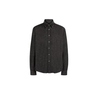 Roberto Cavalli Homme, Chemises, Noir, Taille: M Studded Denim Shirt