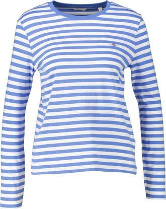 GANT Damen REG Striped Shield LS T-Shirt, Sailor Blue, Large