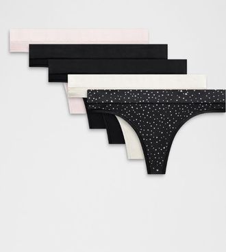 lululemon String UnderEase taille mi-haute Lot de 5 pour Femmes - Noir/Rose - Taille XL