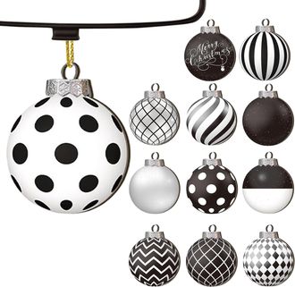 Generic Weihnachtskugel-Anh&auml;nger, Weihnachtskugeln, lustige Ornamente | 12x Christbaumkugeln aus Holz Dekoration,Dekorative Kugelverzierung, bruchsicherer 2D-