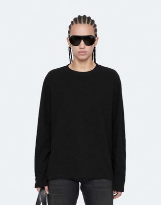 AllSaints Abel Langarm-T-Shirt in Schwarz