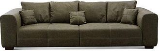 Cavadore Big Sofa Mavericco inkl. Kissen / XXL-Couch mit tiefen Sitzflächen und modernem Design / 287 x 69 x 108 / Lederoptik dunkelgrün