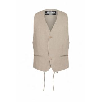 Jacquemus Homme, Vestes, Beige, Taille: M Gilet Paysan