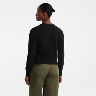 Lands End Kurzer Feinstrick-Cardigan aus Baumwolle, Damen, Gr&ouml;&szlig;e:48-50 regular, Schwarz, Baumwolle, by Lands End