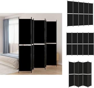 vidaXL Raumteiler - Living 5-tlg. Paravent Schwarz 250x220 cm Stoff