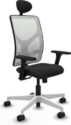 Piqueras y Crespo Schwarzer Drehstuhl mit 3D-Armlehnen, h&ouml;henverstellbarer Lendenwirbelst&uuml;tze und festem Kopfteil, ausgestattet mit 3 Positionen und Schneidschaum, Wei&szlig;