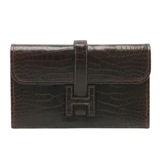 Herm&egrave;s Pre-owned Jige Alligator Clutch Bag - - Pre-owned - Damen - Braun - ONE SIZE