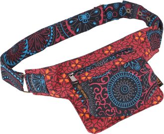 Guru Shop Farbenfrohe Gürteltasche, Festival Bauchtasche, Crossbody Bag - Rot/schwarz, Unisex - Erwachsene, Baumwolle, 14x17x5 cm