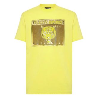 Plein Sport Homme, Tops, Jaune, Taille: 2XL T-shirt Col Rond SS Statement