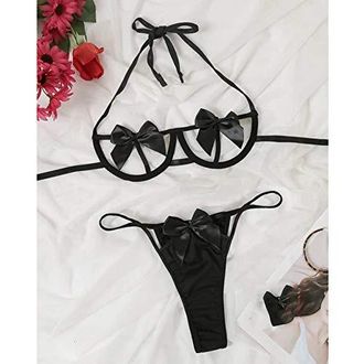 Generic Ensemble sous Vetement Femme Ensemble Lingerie Confortable Classique Ensemble 2 Pi&egrave;ces Contrast&eacute; - Soutien-Gorge Et Culotte en Dentelle Sexy