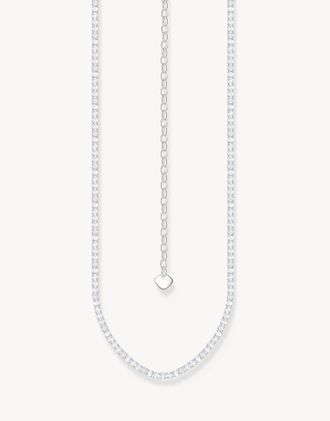 Thomas Sabo Collier cha&icirc;ne fin avec pierres - Argent&eacute; et blanc