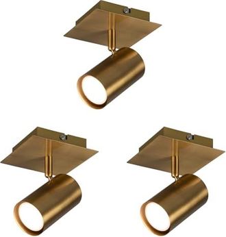 Trio Leuchten Spotleuchte Marley 802400104, Metall Altmessing, exklusiv Leuchtmittel 1x GU10 (Packung mit 3)