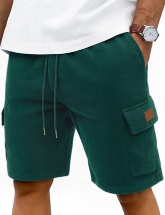 iClosam Velours C&ocirc;tel&eacute; Short Homme Casual Chino Corduroy Shorts Court Homme Short Cargo Casual Court Shorts Ete Bermuda Pantalon avec Poches
