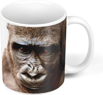 Fabulous Keramische Becher 325ml Gorilla Nahaufnahme Gesicht Tier Natur Leben Wild