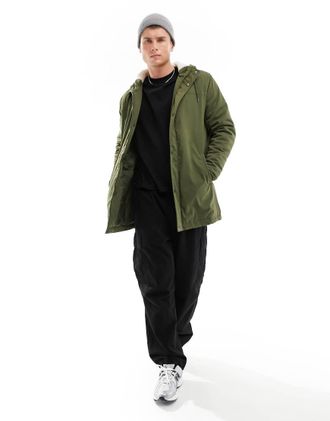 Only & Sons Parka mit Kapuze und Borg-Futter in Khaki-Gr&uuml;n