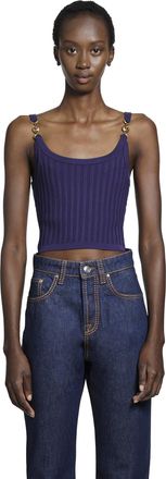 Versace Stretch Viscose Mesh Ribbed Knit Top