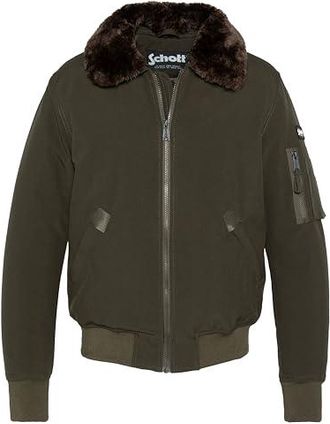 Schott NYC Blouson Col Fourrure Schott Airlines Kaki-Brun