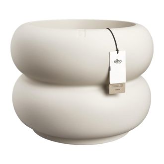 ELHO Amber Roll Low 60 - Blumentopf f&uuml;r Innen und Au&szlig;en - 100% recyceltes Plastik - &Oslash; 59.9 x H 46.1 cm - Wei&szlig;/Leinenwei&szlig;