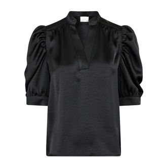 Neo Noir Femme, Blouses et Chemises, Noir, Taille: 42 FR Chemisier en satin avec manches bouffantes