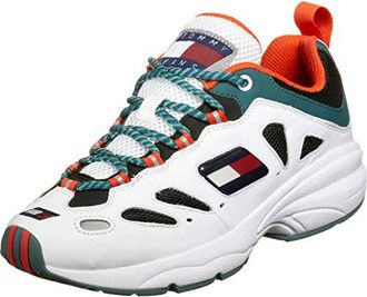 Tommy Jeans Tommy Hilfiger Heritage Retro Tommy Baskets pour homme EM0EM00413 YBS White - Blanc - Blanc, 43 EU EU