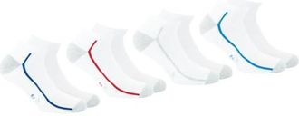 Athéna Lot de 4 paires de chaussettes de sport courtes - Taille : 39/42 - Couleur : Blanc liseré couleur