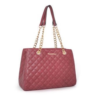 Montana West Mittelgro&szlig;e Tragetasche f&uuml;r Damen, gesteppte Kette, Handtasche, Schultertasche, 040cranberry Red, Large