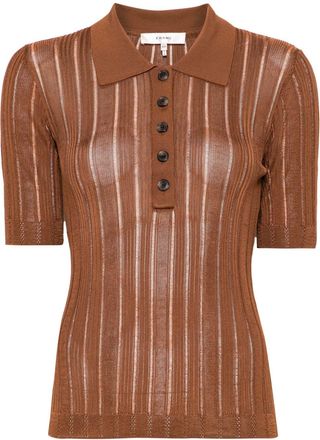 Frame Denim polo en maille nervur&eacute;e - Marron