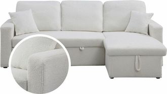 Habitat et Jardin Habitat Et Jardin - Canapé dangle convertible/reversible avec coffre Alain - 3 places - Bouclettes - Blanc