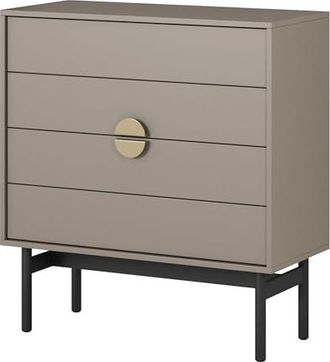 Selsey Kommode Aufbewahrungsschrank 4 Schubladen Schrank Schubladenschrank Push to Open 85,5 cm Stoon Beige Cappuccino