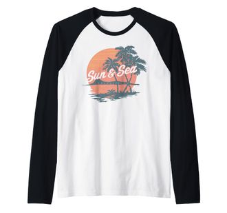 Trendy Apparel Sun & Sea Expedition Sunset and Palm Trees Raglan