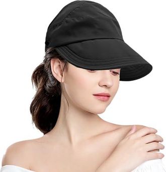 Generic Chapeau &agrave; large bord pour femme, protection UV &agrave; large bord, chapeau &agrave; visi&egrave;re pare-soleil r&eacute;glable | Fournitures dext&eacute;rieur pour le sport, le jardin,