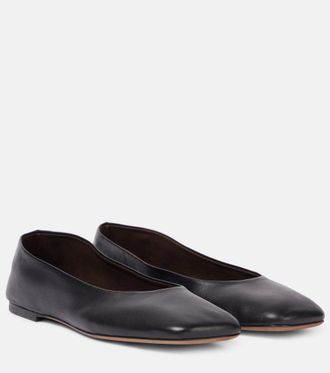 The Row Ballerinas Sqaure aus Leder