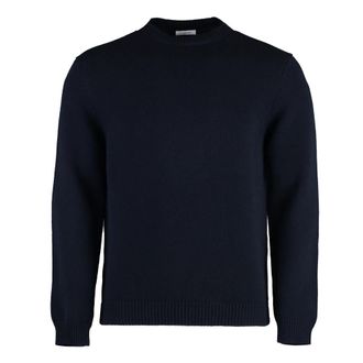 Malo Homme, Pulls, Bleu, Taille: L Pull en laine vierge à col rond côtelé