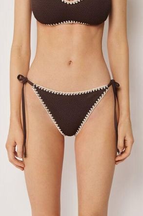 Calzedonia Bikinihose Mit Schmalen B&auml;ndchen Bicolor Embroidery Braun