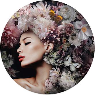 Reinders Plexiglasbild, Frau mit Blumenhut, Schlafzimmer, Poster, Wanddeko, Room Decor, Acrylglas, Rosa, &Oslash; 50cm