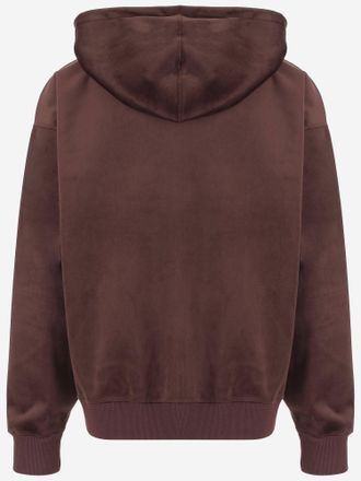 adidas Mens Hooded Zip-Up Sweatshirt Ribbed Velvet Light Burgundy Recycled Polyester Sweatshirts Sweater