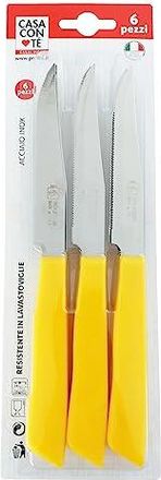 Pratesi Confezione 6 COLTELLI BIST.cm.11 Giallo Linea Happy Color, 18/8 Stainless Steel, Multicolour, 10 cm
