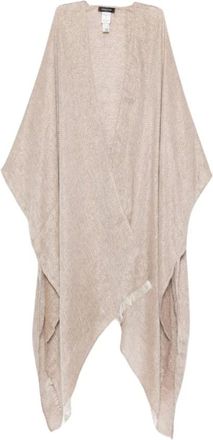 Fabiana Filippi Femme, Blouses et Chemises, Brun, Taille: ONE Size Kimono tiss&eacute; ouvert sur le devant &agrave; ourlet frang&eacute;