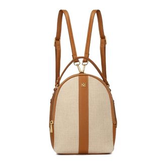 Kazar Hellbrauner Leder- und beiger Stoffrucksack - - Bags - Damen - Braun - ONE SIZE