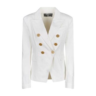 Balmain Wei&szlig;e Denim Doppelreihiger Blazer - - Jackets - Damen - Wei&szlig; - M