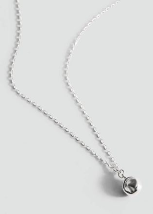 Mango Collier pendentif sph&egrave;re en acier inoxydable argent - Femme - Taille unique - MANGO