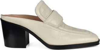Bottega Veneta Slipper & Pantoletten - Off-White Crocodile Effect Leather Mules - Gr. 40 (EU) - in Grau - f&uuml;r Damen