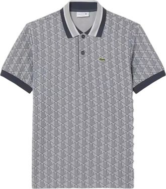 Lacoste Homme, Tops, Gris, Taille: L Polo en Jacquard Monogramme Coupe Classique