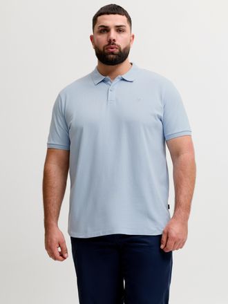 Jack & Jones Plus Size Poloshirt JPRBLAWESTON SS POLO PLS, Herren, Gr. 4XL, blau (chambray blau detail:solid), Jersey, Obermaterial: 100% Baumwolle, JACK & JONES PLUSSIZE, u