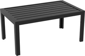 OUTSUNNY Table basse de jardin rectangulaire dim. 101,5 x 61 x 46 cm plateau &agrave; lattes m&eacute;tal &eacute;poxy noir