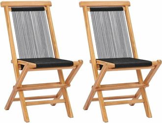 vidaXL Vidaxl - Chaises pliables de jardin lot de 2 Bois teck solide et corde