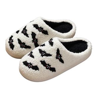 Generic Pantoufles dHalloween en forme de citrouille pour homme et femme, en peluche douce, chaude, effrayante, citrouille, fantôme, maison, vacances, à enfil