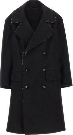 Maison Margiela Manteau en Laine &agrave; Bord Brut - Femme - Manteaux - Noir - Taille: 36 FR