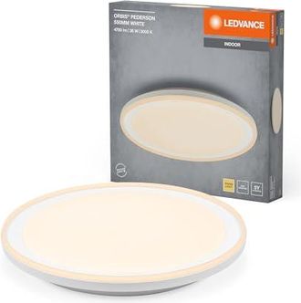 Ledvance ORBIS Pederson LED-Deckenleuchte mit Plastikring, weiß, 36W, 2600lm, 3000K, 830 freundliches Warmweiß, 550mm Durchmesser, IP20 Schutz, Montageschraube