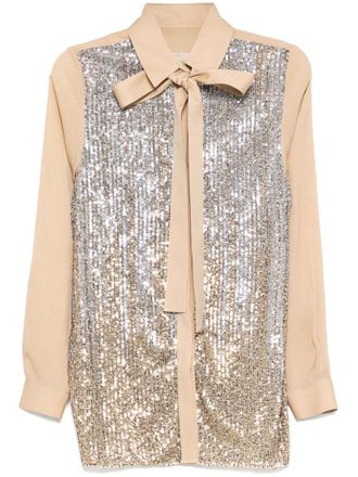 Elie Saab chemise &agrave; sequins - Tons neutres